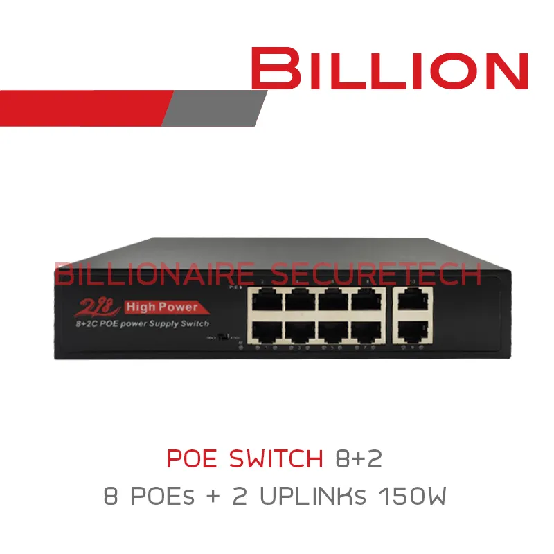 BILLION POE SWITCH 8+2 : 8 PORT POE + 2 UPLINK 10/100 As the Picture ...