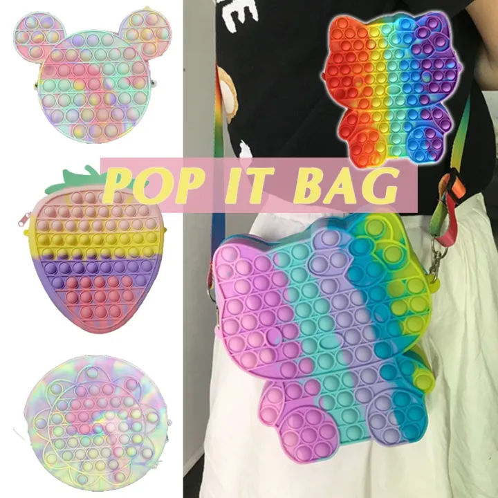 【suisui】Pop it แมวน่ารัก กระเป๋าสะพายไหล่ กระเป๋าใส่เหรียญ ซิลิโคน Push Pop Bubble Bag ความจุ ...