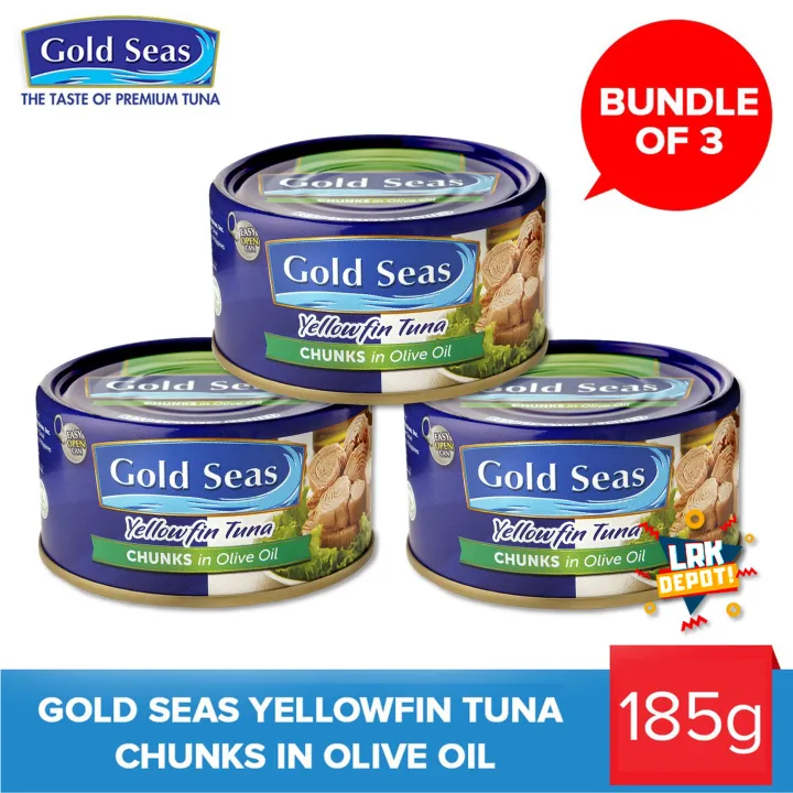Gold Seas Yellowfin Tuna Chunks in Olive Oil 185g - Bundle of 3 Cans | Lazada PH