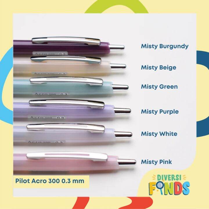 Pilot Acroball 300 MISTY SERIES Retractable Ballpen - BLACK Ink - 0.3mm ...