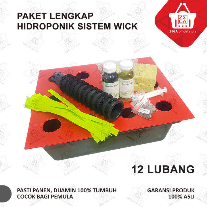 Paket Hidroponik Lengkap sistem wick / Wick System 12 Lubang | Lazada ...