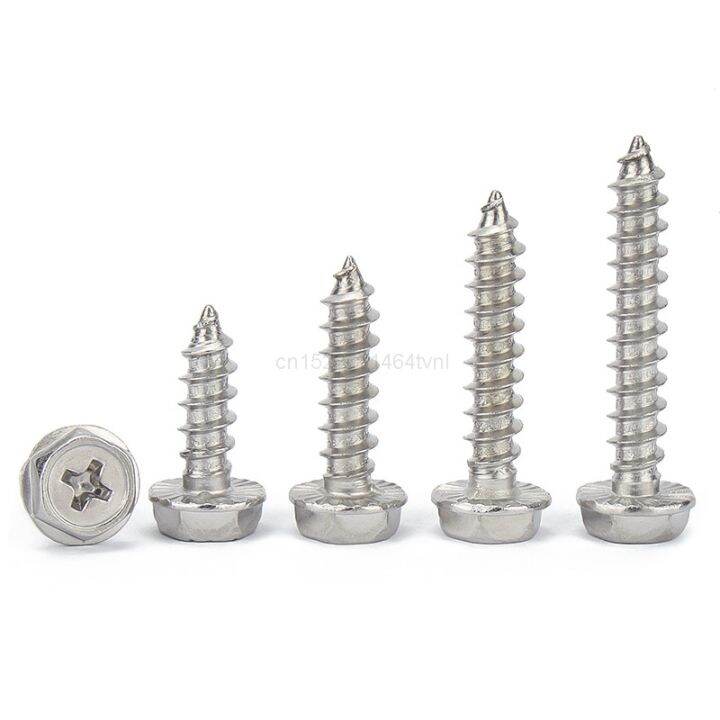 M3 M6 Phillips External Hex Flange Self Tapping Wood Screws With Pad ...