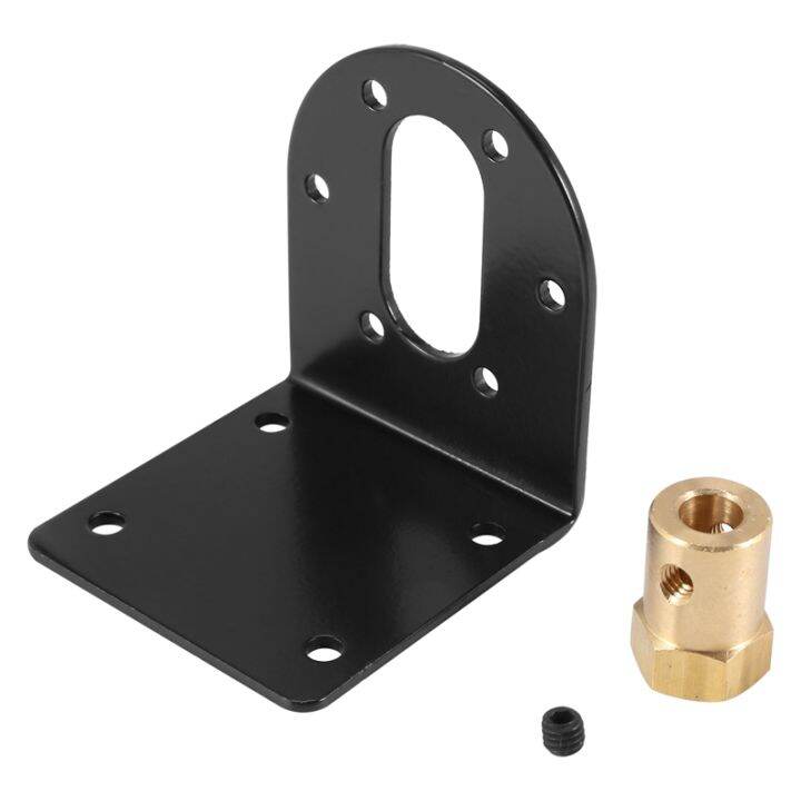 37mm DC Geared Motor Mounting Bracket Holder + 6mm Hex Coupling Black ...