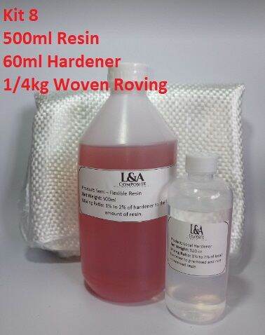 Fiberglass kit 8 (C8) - 500ml Resin, 120ml Hardener with 1/2kg Woven ...