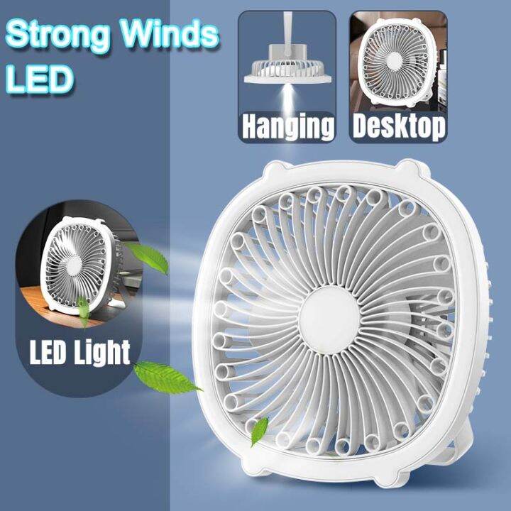 Rechargeable Fan with Light Electric Table Fan LED Light Folding Small ...