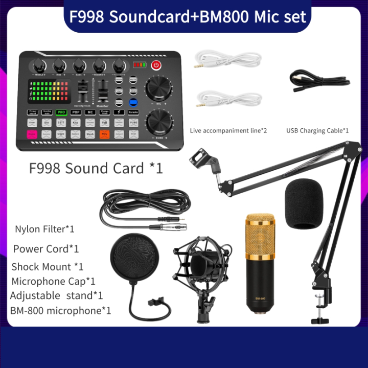 Original BM800 Condenser Microphone BM800+F998 Sound Card Full Set High ...