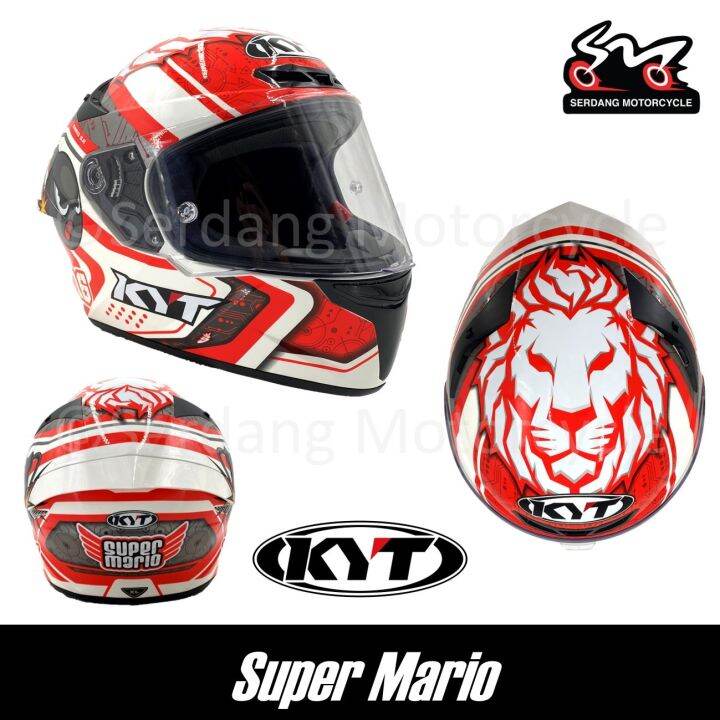 KYT TT Course Super Mario Helmet Full Face Double Visor Topi Keledar ...
