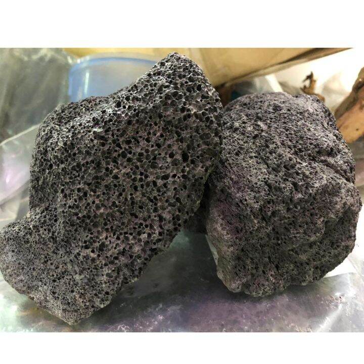 BLACK VOLCANIC LAVA ROCK 1KG - (Aquascape/Aquarium/Vivarium/Paludarium ...