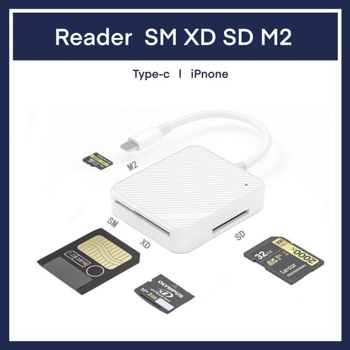 SM Smart Card Reader M2 XD SD รองรับ IP / Android to 4 in 1 OTG SDCard สำหรับ Iphone photo USB-C ...