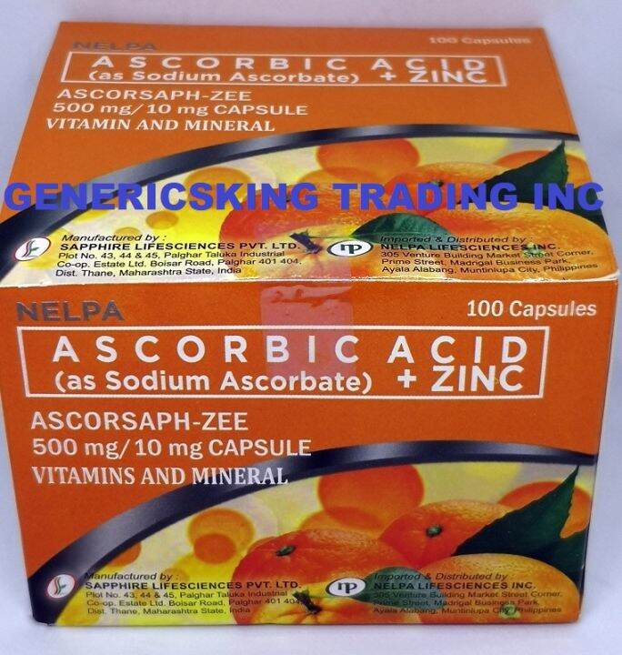 SODIUM ASCORBATE + ZINC 500MG/10MG X 100 CAPS | Lazada PH