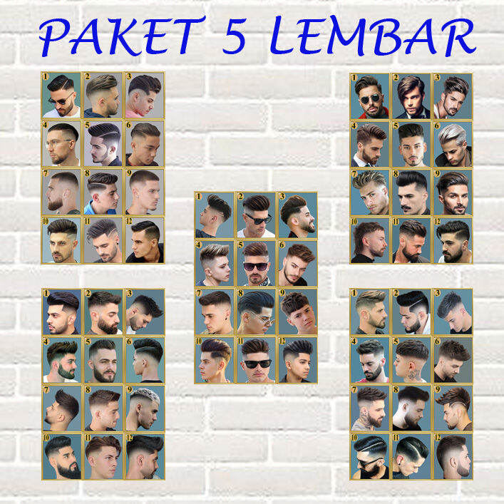 POSTER BABERSHOP DAN PANGKAS RAMBUT PAKET 5 LEMBAR MODEL TERBARU ...
