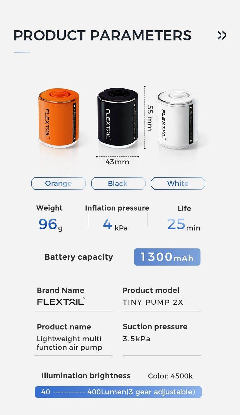 FLEXTAILGEAR ปั๊มลมขนาดเล็ก2X เล็กๆแบบพกพาชาร์จไฟได้พร้อมตะเกียงตั้ง ...