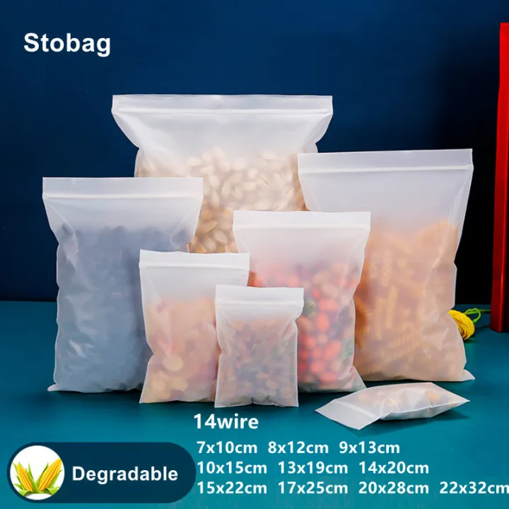StoBag 100ชิ้นย่อยสลายได้เองปิดผนึก Ziplock F Rosted บรรจุภัณฑ์อาหารโปร่งใสแสดงกระเป๋าชาผลไม้ ...