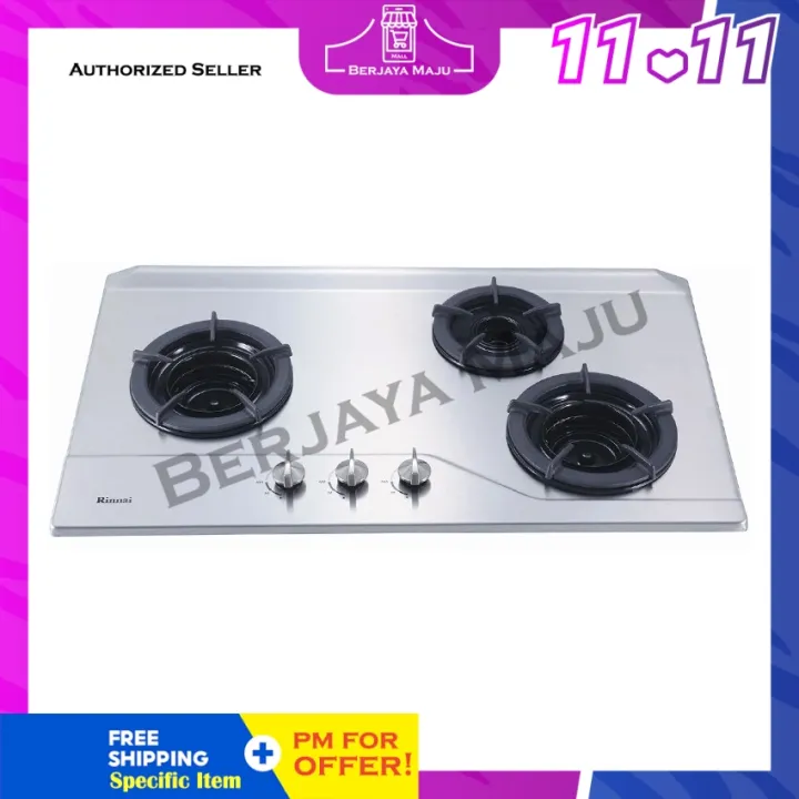 Rinnai 3 Burner Built-In Stainless Steel Gas Cooker Hob RB-3SI-C-S | Lazada