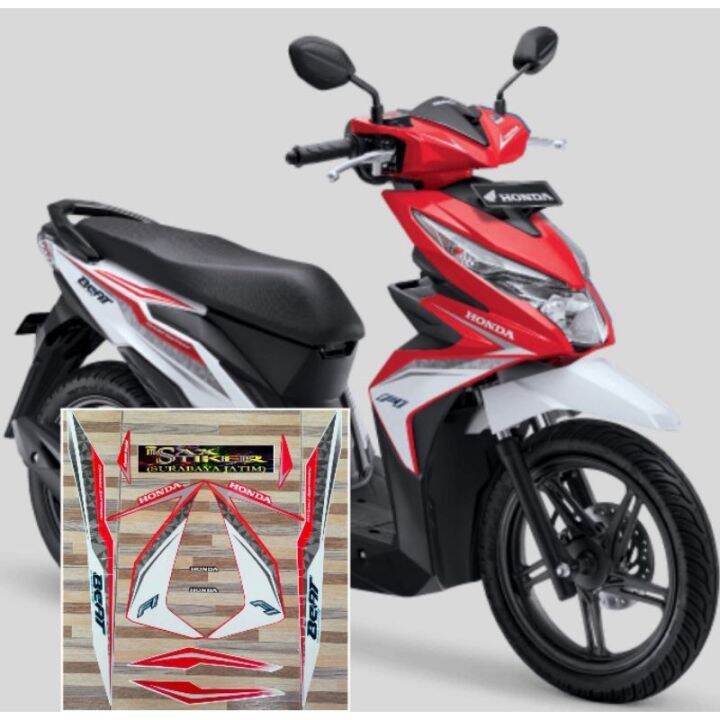 striping original Honda beat esp FI ISS merah putih tahun 2016 2017 ...