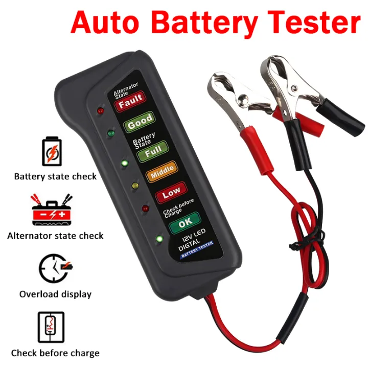 【2020 NEW】 (Universal-6 LED Indicator Light) Auto Battery Tester ...