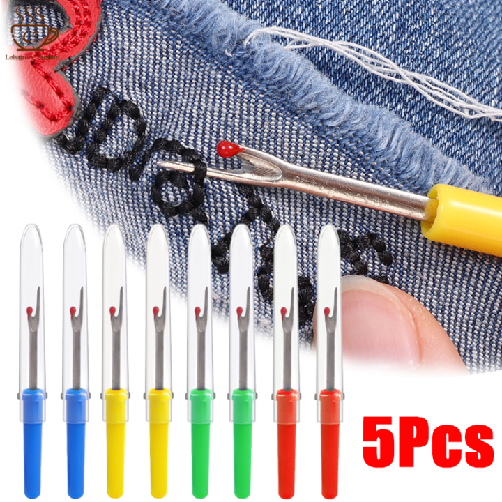 5Pcs Sewing Seam Ripper with Cover Thread Cutter Remover Tools Cross ...