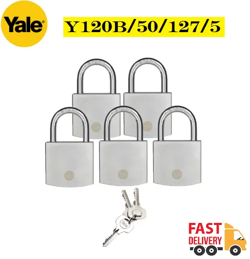 Yale Y120B/50/127/5 Silver Series Outdoor Brass / Satin Chrome Padlock ...