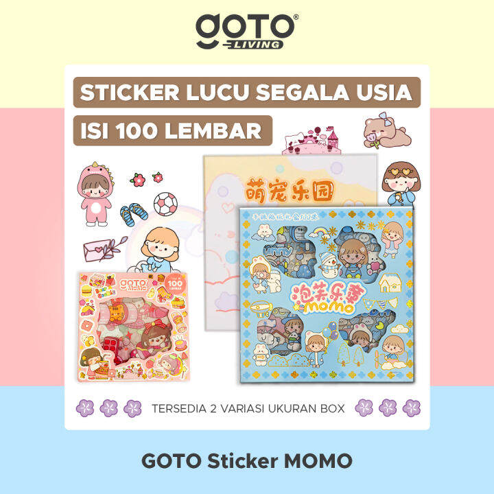 Goto Momo Stiker Lucu Sticker Kartun Korea Motif Anti Air 100 Lembar ...