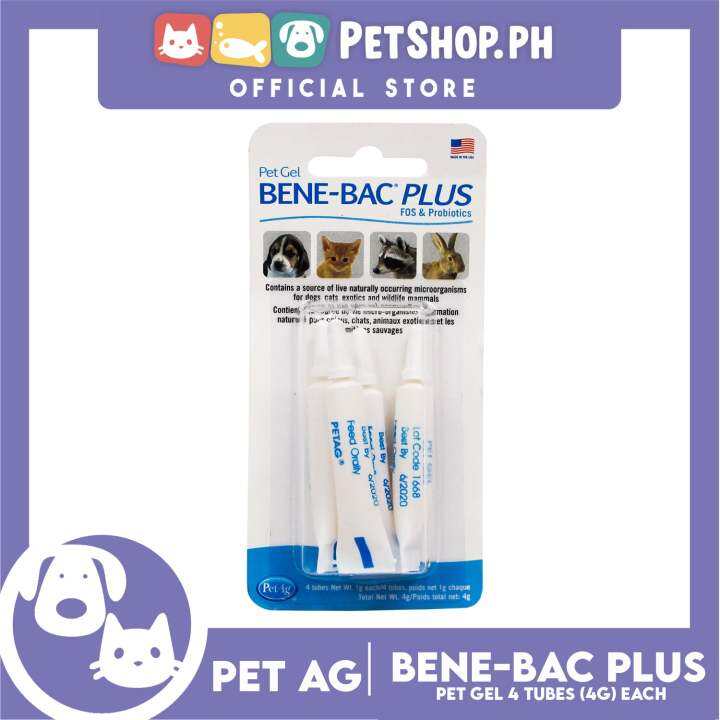 Pet Ag Bene-Bac Plus FOS and Probiotics 4g Pet Gel Set of 4 Tubes ...