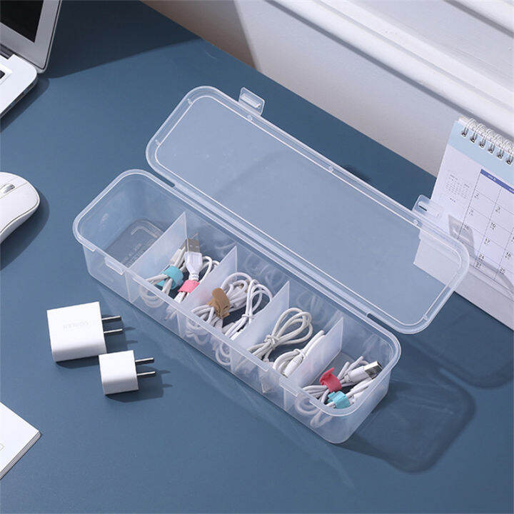 5Grids Cable Storage Box with Cover Phone Charger Storage Reusable for ...
