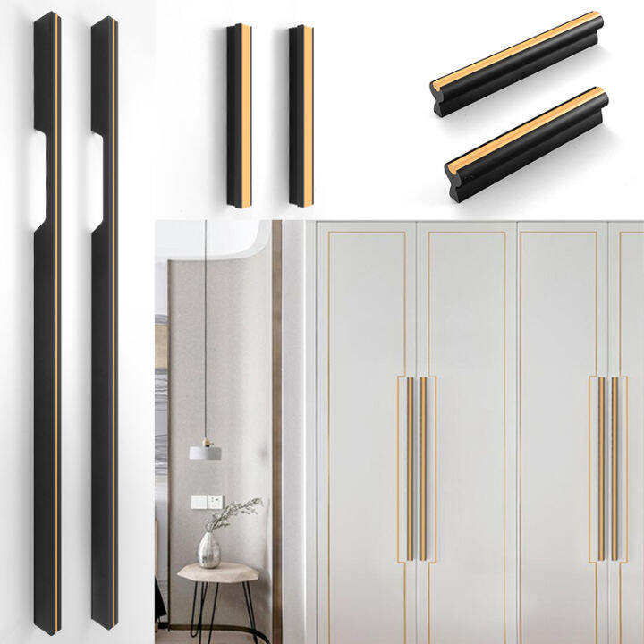 Large wardrobe handle lengthened luxury modern simple gold drawer ...