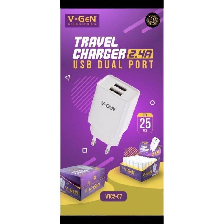 BATOK CHARGER V-GEN 2usb port 2,4A max harga per PC | Lazada Indonesia