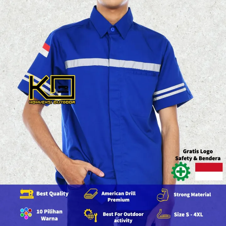 BAJU KEMEJA ATASAN SERAGAM WEARPACK SAFETY K3 OUTDOOR LENGAN PENDEK ...