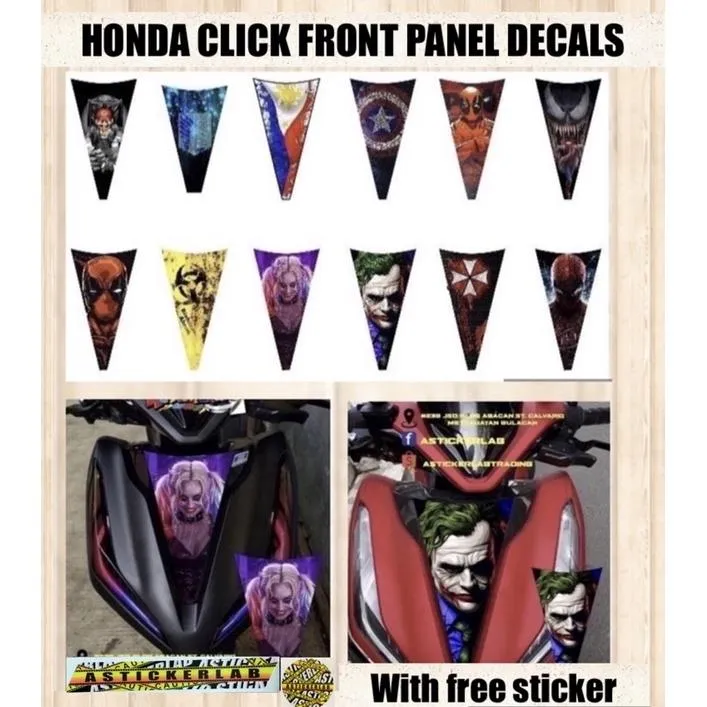 HONDA CLICK FRONT PANEL DECALS LAMINATED for 125i and 150i BATCH 1 (Hc1 ...