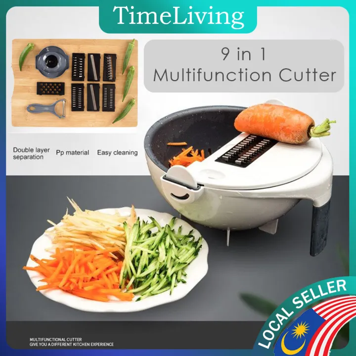 9 in 1 Multipurpose Vegetable Cutter Slicer Blade Drainer Food Chopper ...