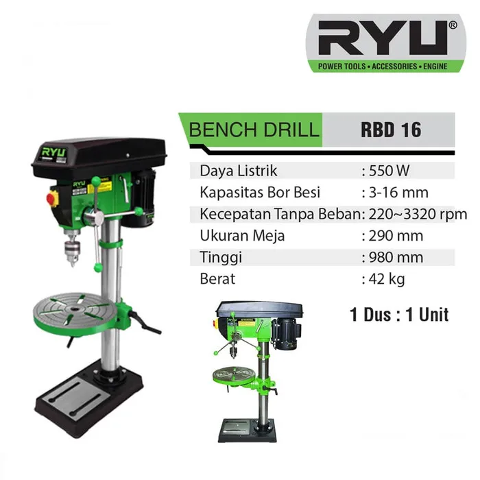 AK - MESIN BOR DUDUK 16MM BENCH DRILL MESIN BUBUT RYU RBD16 dan MODERN ...