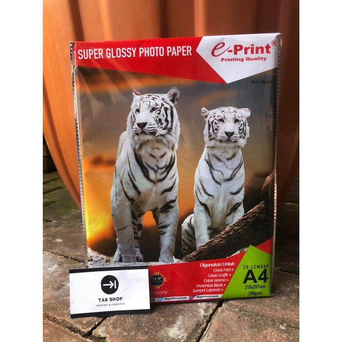 TAB SHOP - EPRINT SUPER GLOSSY PHOTO PAPER 200 GSM 20 LEMBAR A4 - KERTAS FOTO GLOSY 200 GSM 20 ...