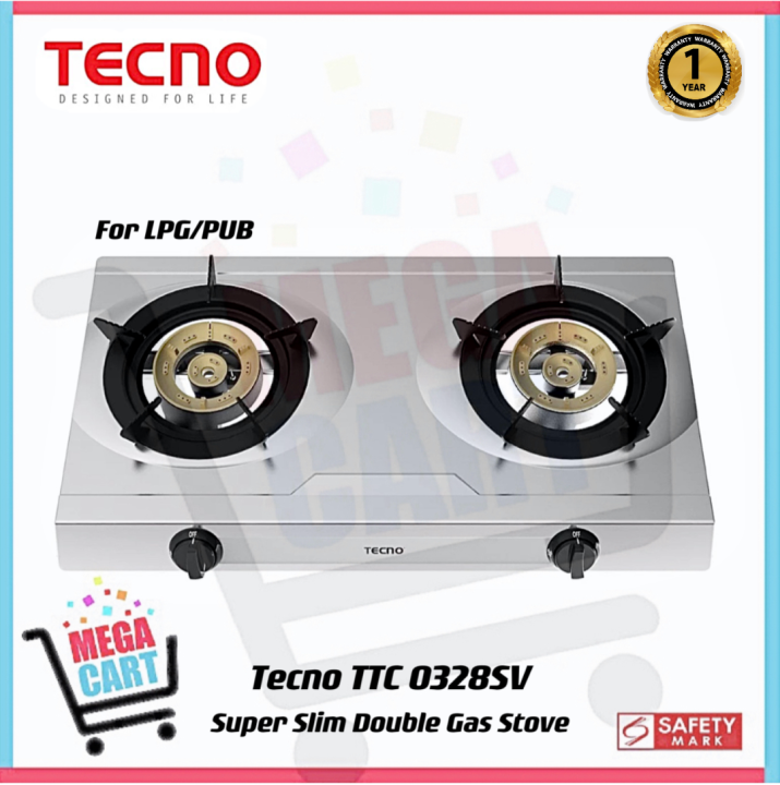 Tecno Super Slim Tabletop Double Burner Gas Cooker | Stove TTC 0328SV ...