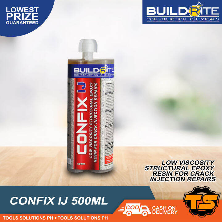 BUILDRITE CONFIX IJ Low Viscosity Structural Epoxy Resin for Crack Injection Repairs 500ML ...