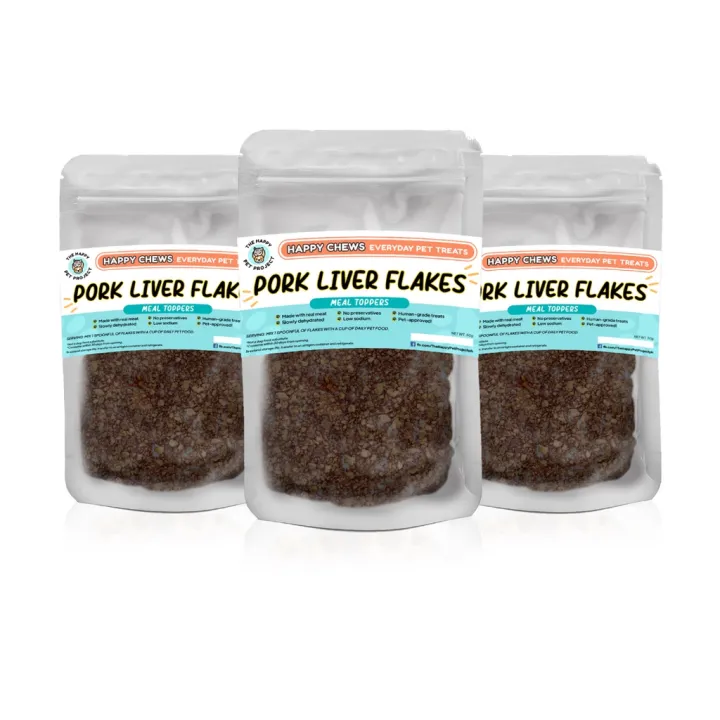 Pork Liver Flakes Meal Toppers Pet Treats for Dogs and Cats Real Meat ...