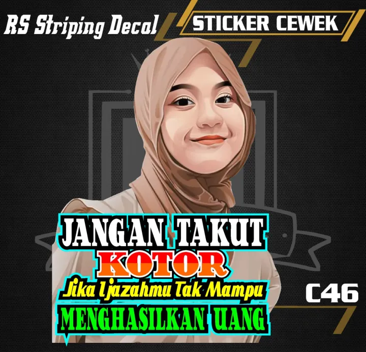 Stiker Cewek vector JANGAN TAKUT KOTOR decal mobil TRUCK Sticker KATA ...