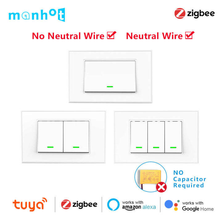 Tuya Zigbee Light Switch 123 Gang Push Button Light Switches Smart Life ...