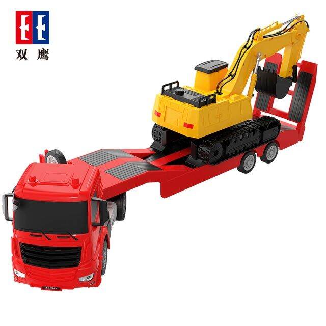 GBABY Double E E663-003 Benz Truck Flatbed Trailer & Excavator 1:26 2 ...