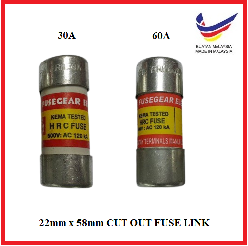 FUSEGEAR 30A 60A HRC Fuse Link Cut Out Fuse | Lazada