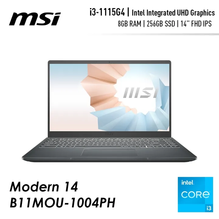 MSI Modern 14 B11MOU-1004PH/1078PH Intel Tiger Lake i3 1115G4 14 Laptop | Lazada PH