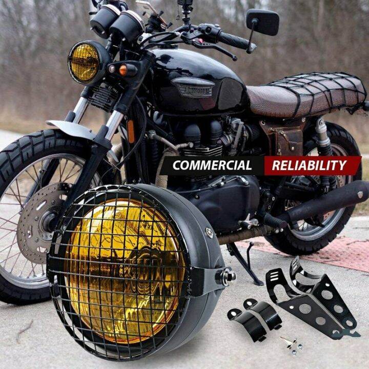Retro Vintage Motorcycle Universal Side Mount 35W 6.5 inch Amber ...