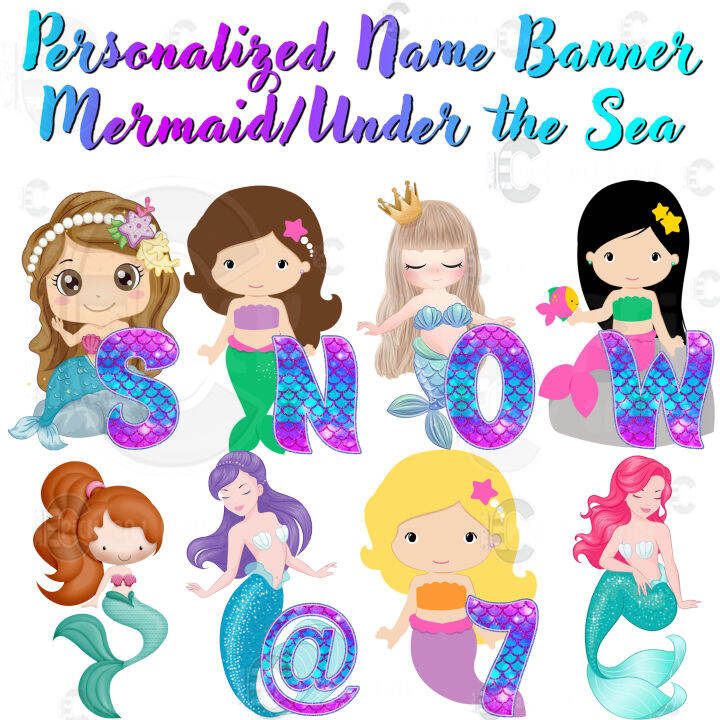 Personalized/Customized Mermaid Under the Sea Character Name Banner ...