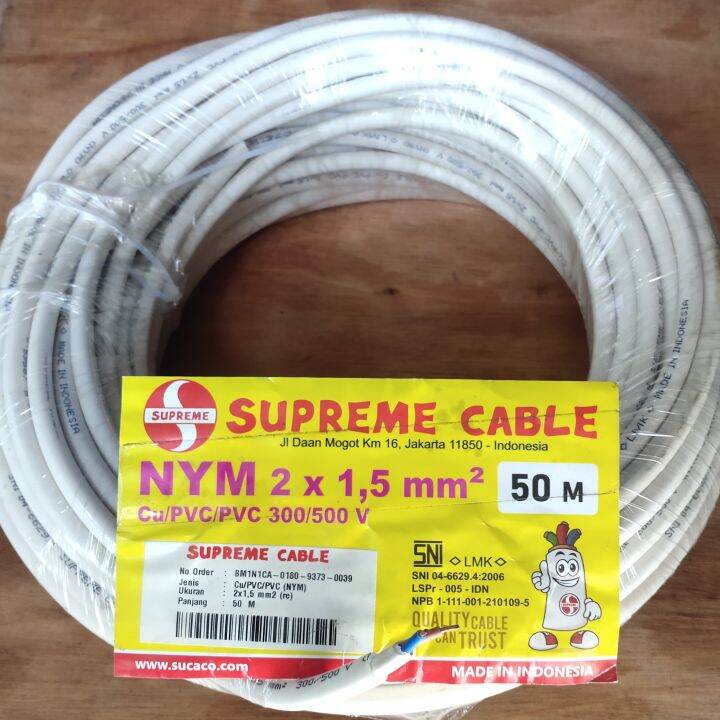 ( 50 M ) KABEL LISTRIK SUPREME NYM 2X1.5 MM / 50 M / 50 METER Cu / PVC /PVC 300/500V | Lazada ...