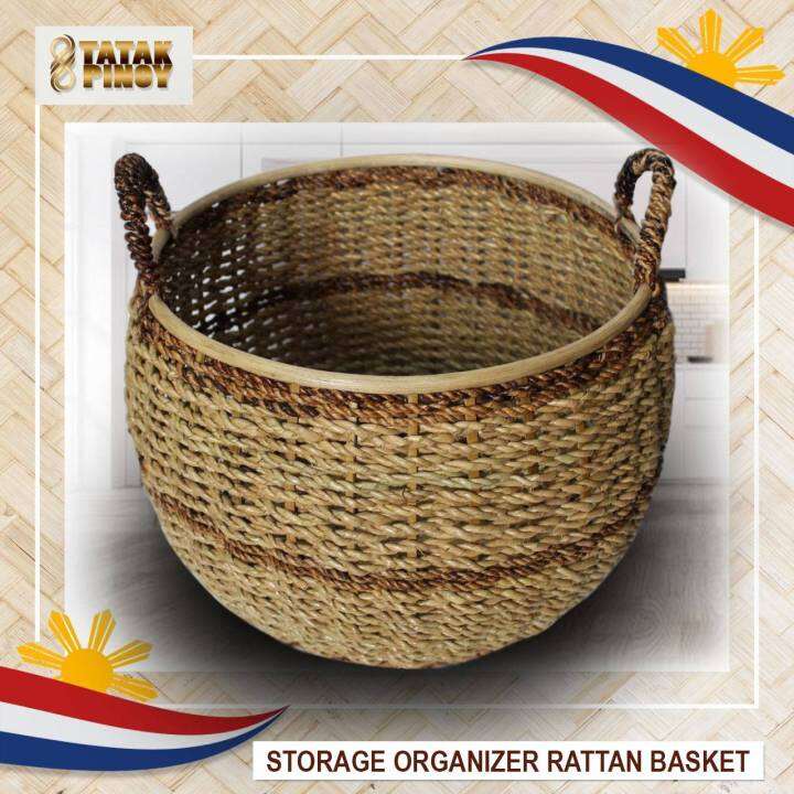 TATAK PINOY Rattan Basket Storage Baskets Shelf Organizer Container ...