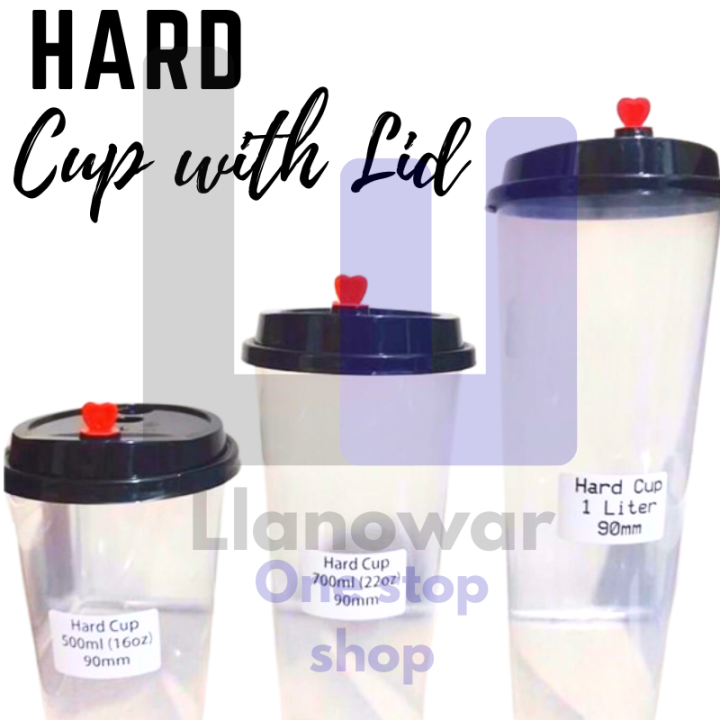 50 PCS Hard Cup with lids Clear and Holiday Designs for MilkTea, Shakes ...