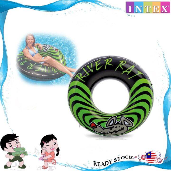 INTEX River Rat Inflatable Swimming Pool Ring With Grab Line Easy ...
