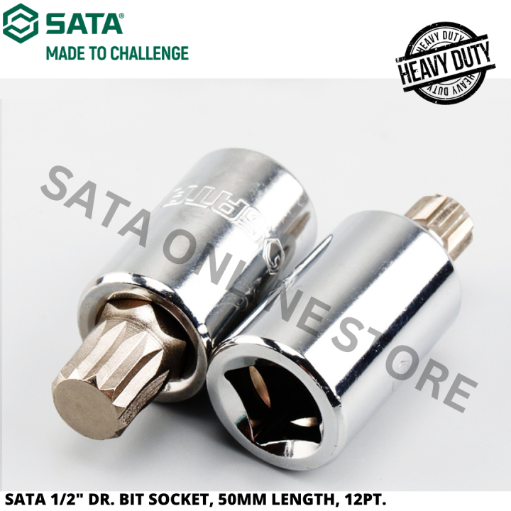 SATA 1/2" DR. BIT SOCKET, 55MM LENGTH, 12PT / TRIPLE POINT / M SERIES ...