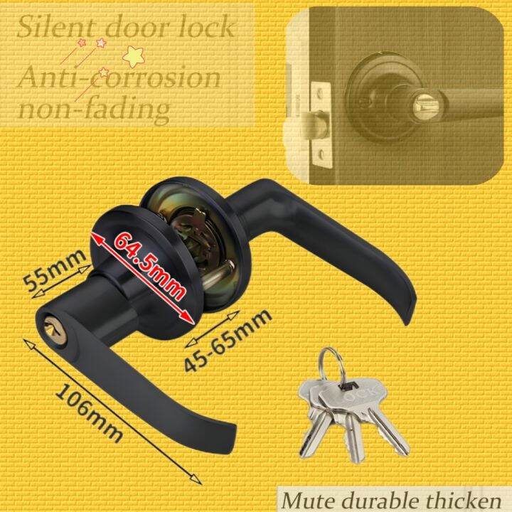 Hot Door Knob Locks Black Handle Lock Silent Zinc Alloy Lever Type ...