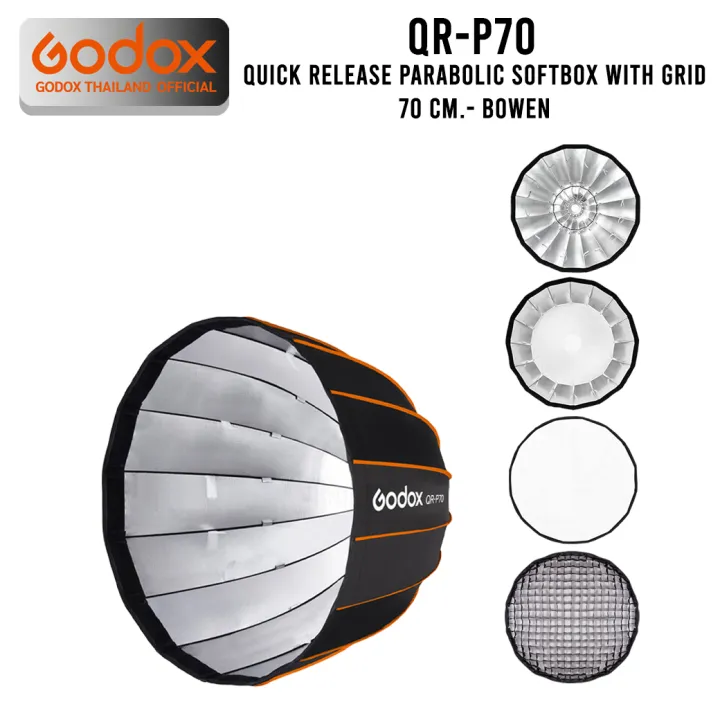 Godox Softbox QR-P70 With Grid - Quick Release Parabolic Softbox 70 cm. - Bowen Mount. | Lazada ...