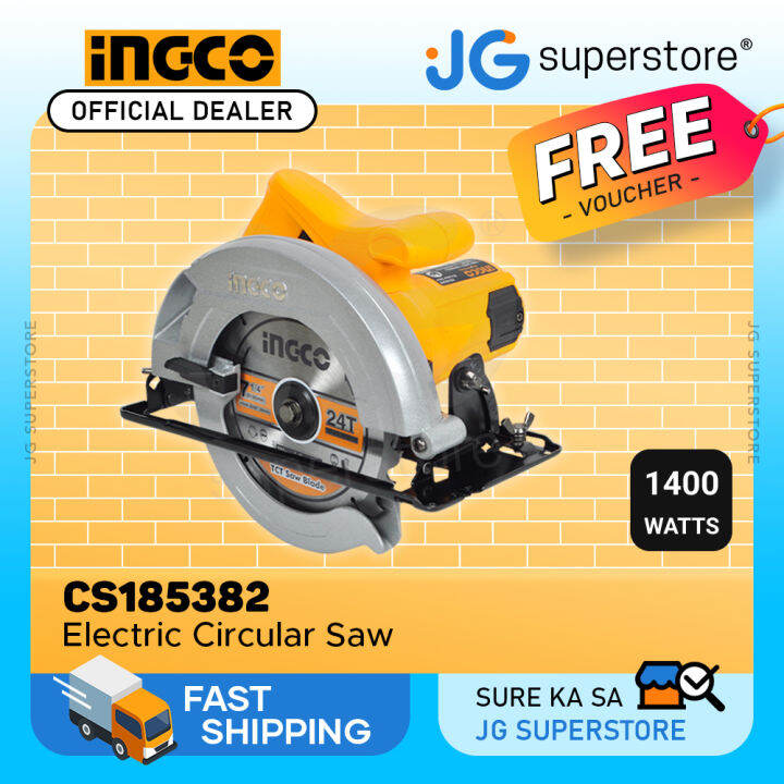 INGCO CS185382 1400W Electric Circular Saw with 4800rpm, 185mm Blade, 1 ...